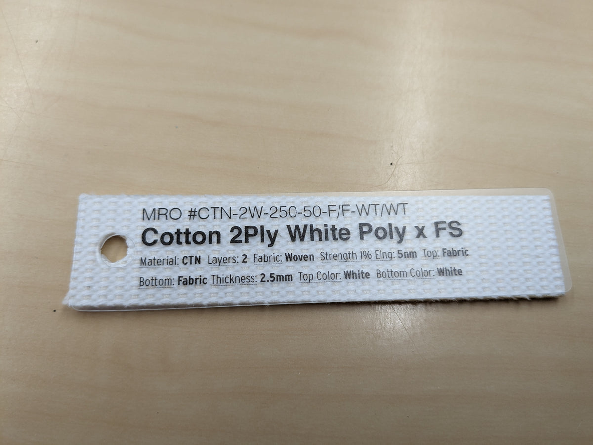 Cotton 2Ply White Poly x FS - Cotton Belts — conveyor-belt.com